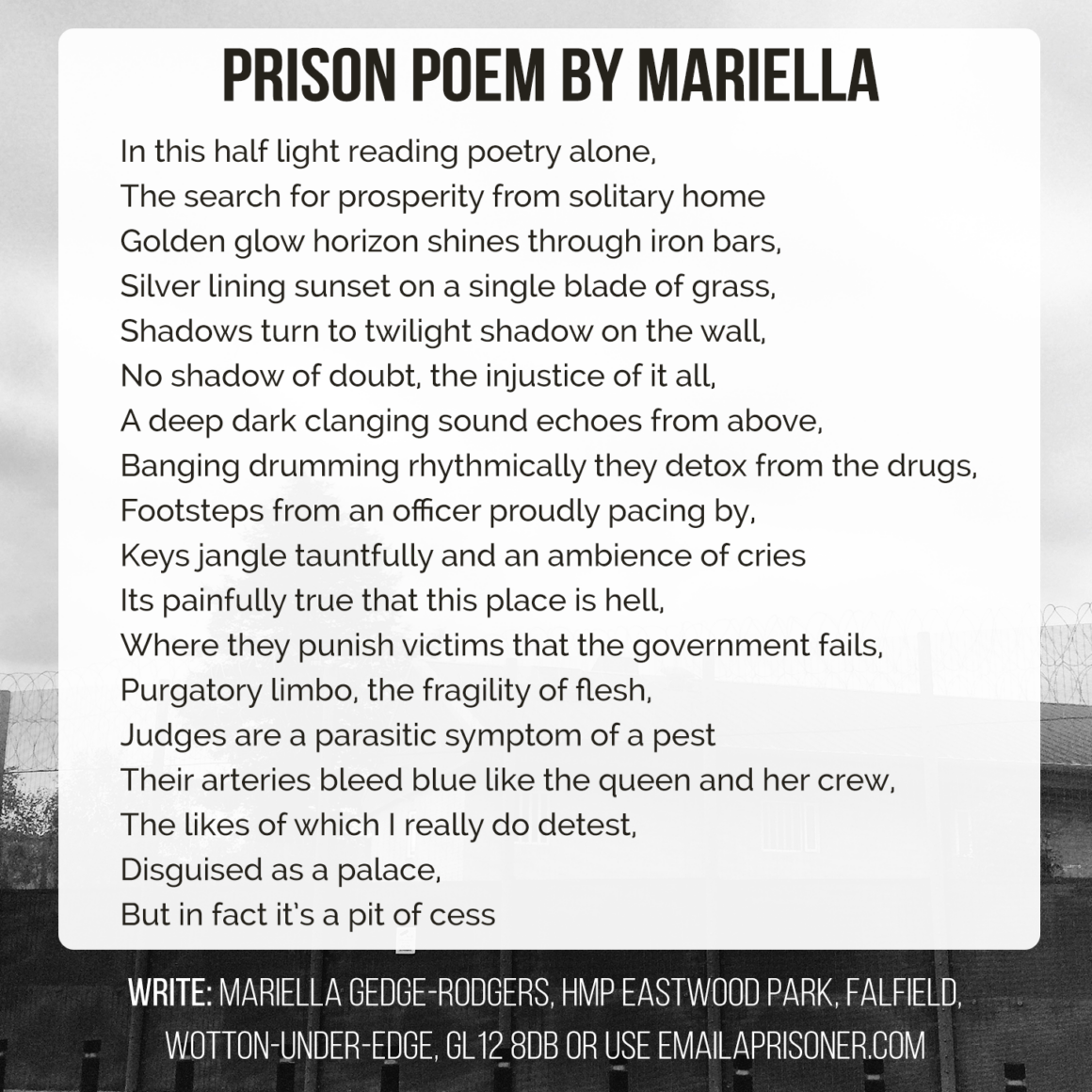 Prison Poem by Mariella | Bristol Anarchist Black Cross